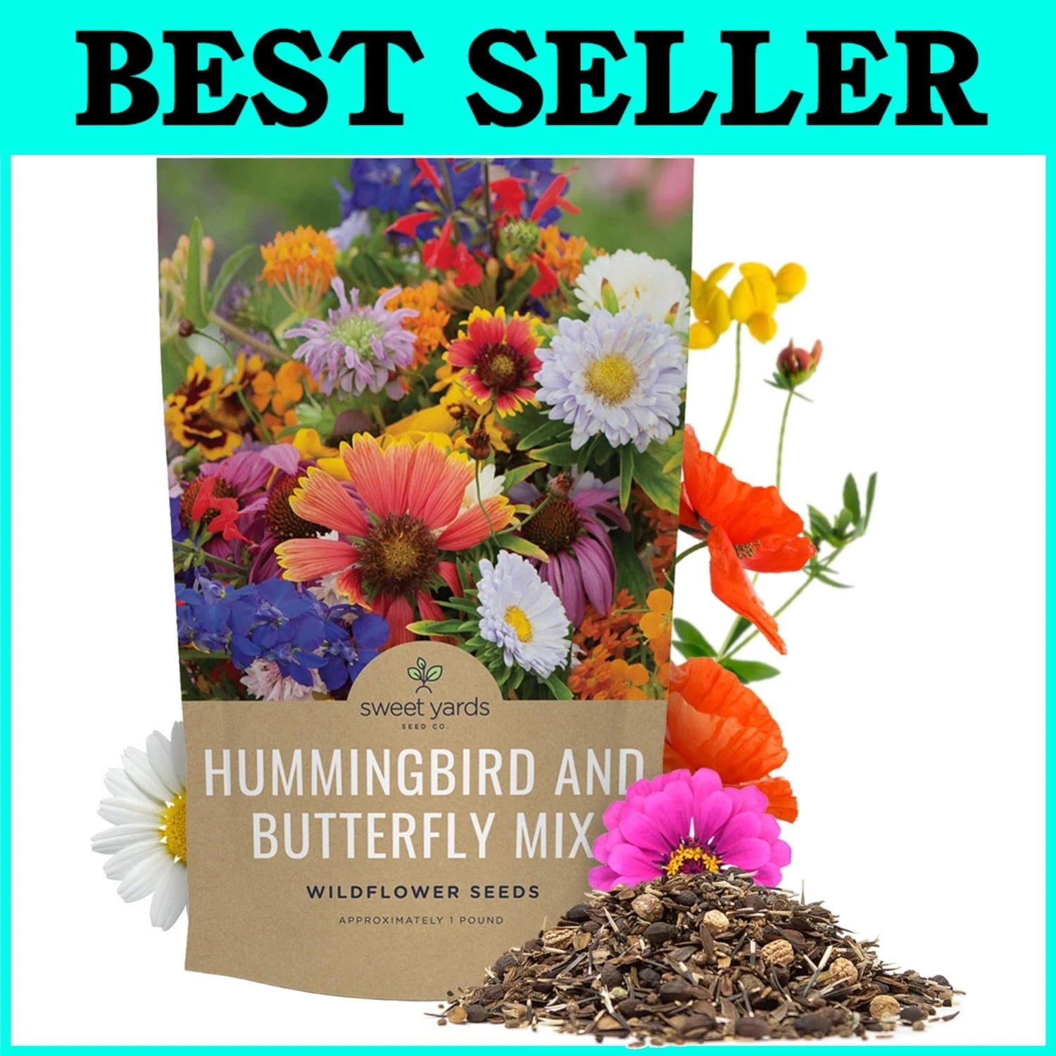 Wildflower Seeds 120,000 Count - Vibrant Butterfly & Hummingbird Mix ...
