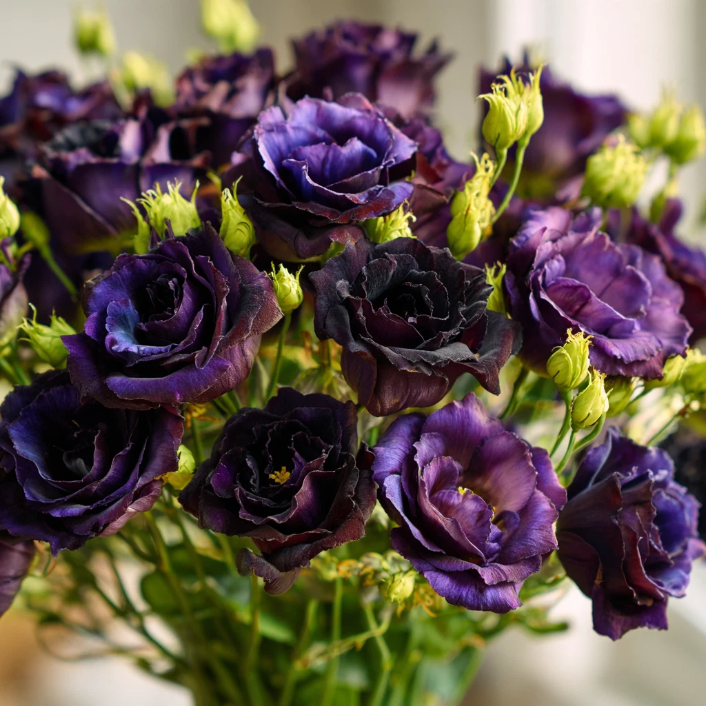 Rosanne Black Pearl F1 Lisianthus Seeds 25 Count Dark Purple Eustoma